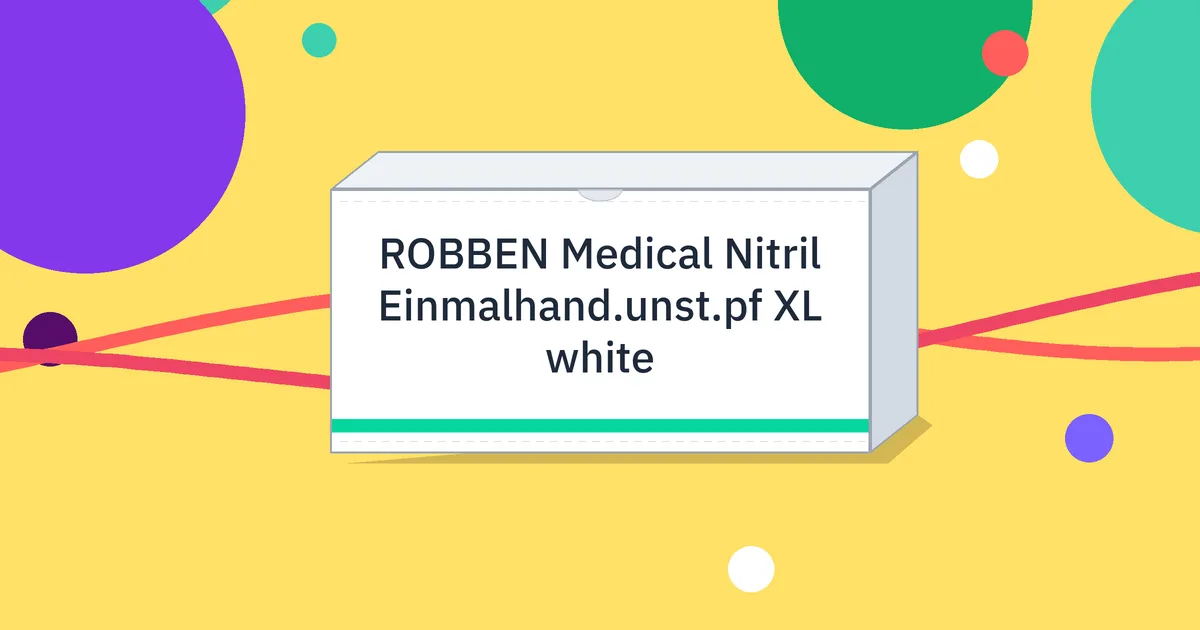 Symbolbild: Packung mit der Aufschrift ROBBEN Medical Nitril Einmalhand.unst.pf XL white (PZN 20199392) – Verfügbarkeit und Bezug in Apotheken in Frankfurt am Main