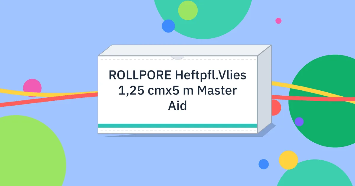 Symbolbild: Packung mit der Aufschrift ROLLPORE Heftpfl.Vlies 1,25 cmx5 m Master Aid (PZN 07708251) – Verfügbarkeit und Bezug in Apotheken in Frankfurt am Main