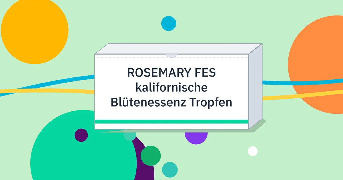Symbolbild: Packung mit der Aufschrift ROSEMARY FES kalifornische Blütenessenz Tropfen (PZN 09173831) – Verfügbarkeit und Bezug in Apotheken in Frankfurt am Main