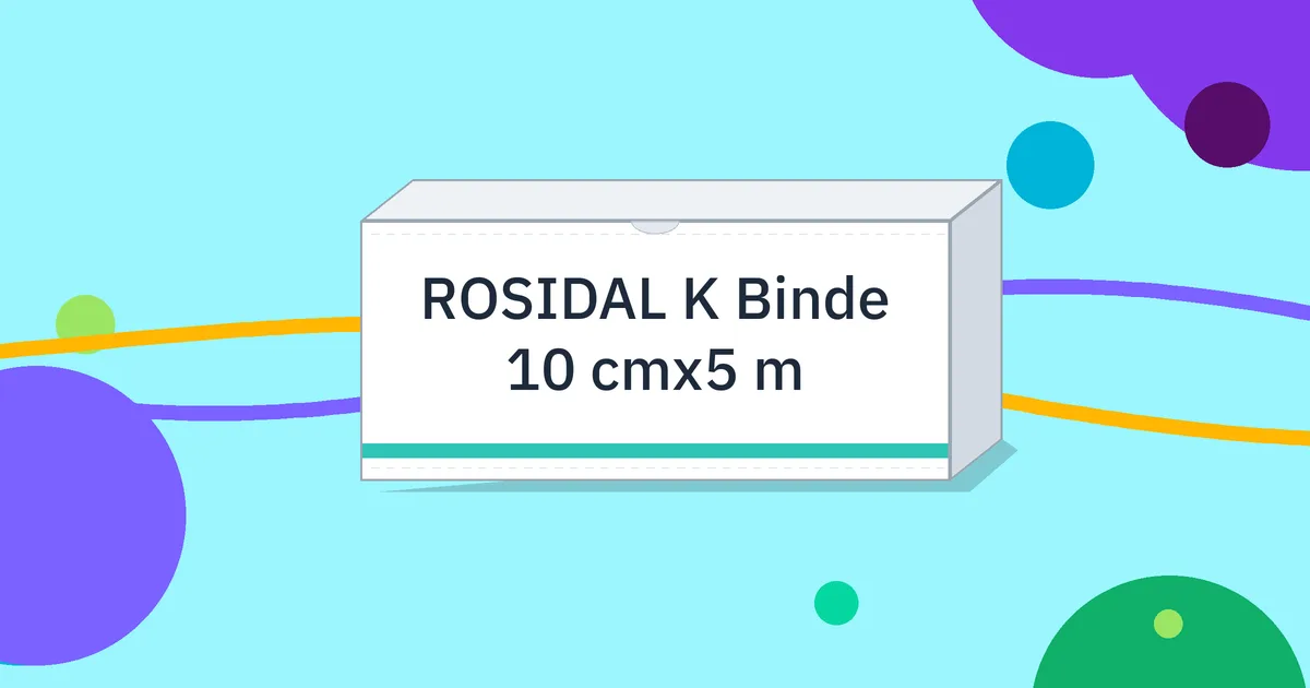 Symbolbild: Packung mit der Aufschrift ROSIDAL K Binde 10 cmx5 m (PZN 14029674) – Verfügbarkeit und Bezug in Apotheken in Frankfurt am Main