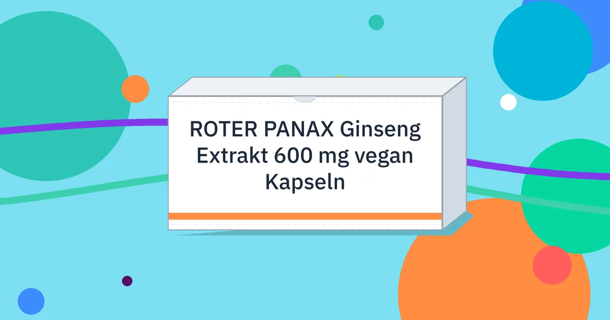 Symbolbild: Packung mit der Aufschrift ROTER PANAX Ginseng Extrakt 600 mg vegan Kapseln (PZN 19238282) – Verfügbarkeit und Bezug in Apotheken in Frankfurt am Main
