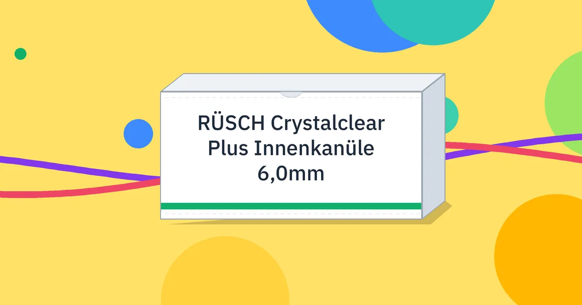 Symbolbild: Packung mit der Aufschrift RÜSCH Crystalclear Plus Innenkanüle 6,0mm (PZN 03434029) – Verfügbarkeit und Bezug in Apotheken in Frankfurt am Main