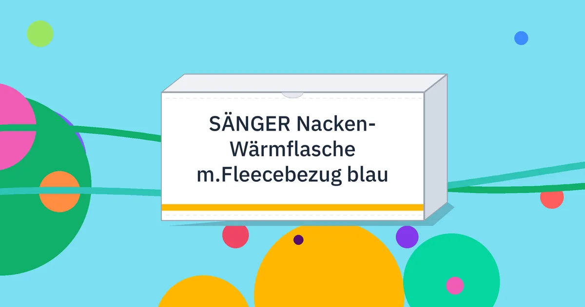 Symbolbild: Packung mit der Aufschrift SÄNGER Nacken-Wärmflasche m.Fleecebezug blau (PZN 05106306) – Verfügbarkeit und Bezug in Apotheken in Frankfurt am Main