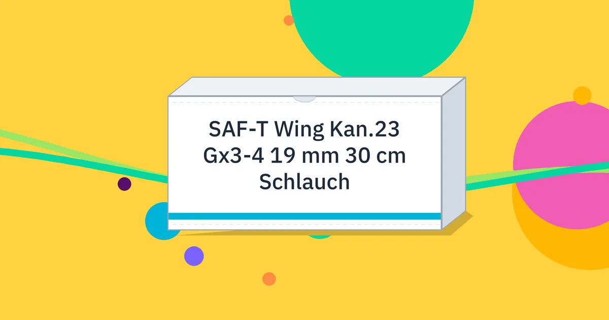 Symbolbild: Packung mit der Aufschrift SAF-T Wing Kan.23 Gx3-4 19 mm 30 cm Schlauch (PZN 07734797) – Verfügbarkeit und Bezug in Apotheken in Frankfurt am Main