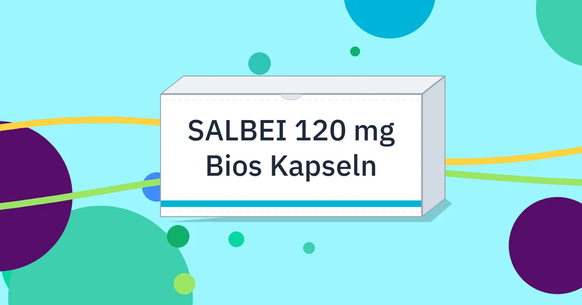 Symbolbild: Packung mit der Aufschrift SALBEI 120 mg Bios Kapseln (PZN 09193408) – Verfügbarkeit und Bezug in Apotheken in Frankfurt am Main