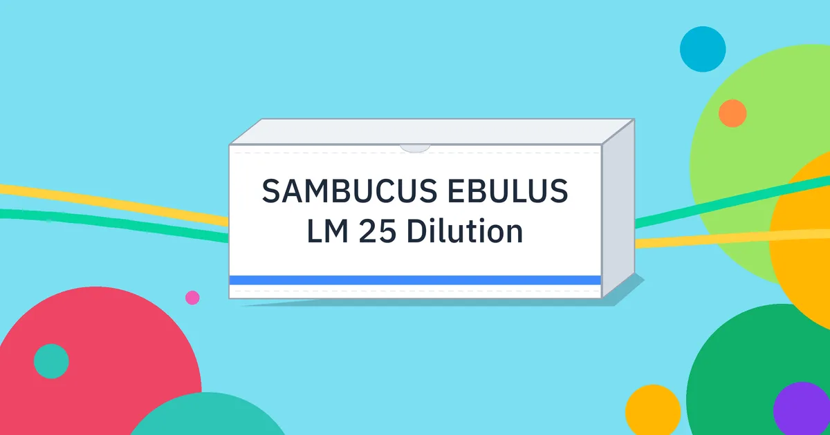 Symbolbild: Packung mit der Aufschrift SAMBUCUS EBULUS LM 25 Dilution (PZN 13180570) – Verfügbarkeit und Bezug in Apotheken in Frankfurt am Main