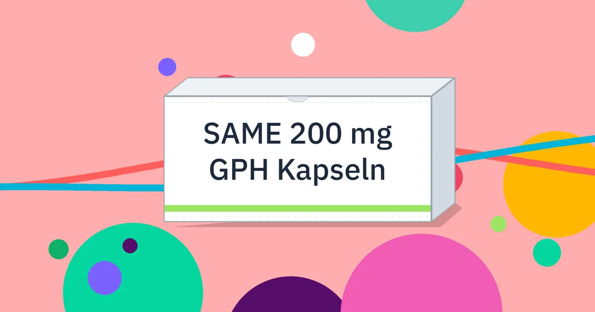 Symbolbild: Packung mit der Aufschrift SAME 200 mg GPH Kapseln (PZN 06998376) – Verfügbarkeit und Bezug in Apotheken in Frankfurt am Main