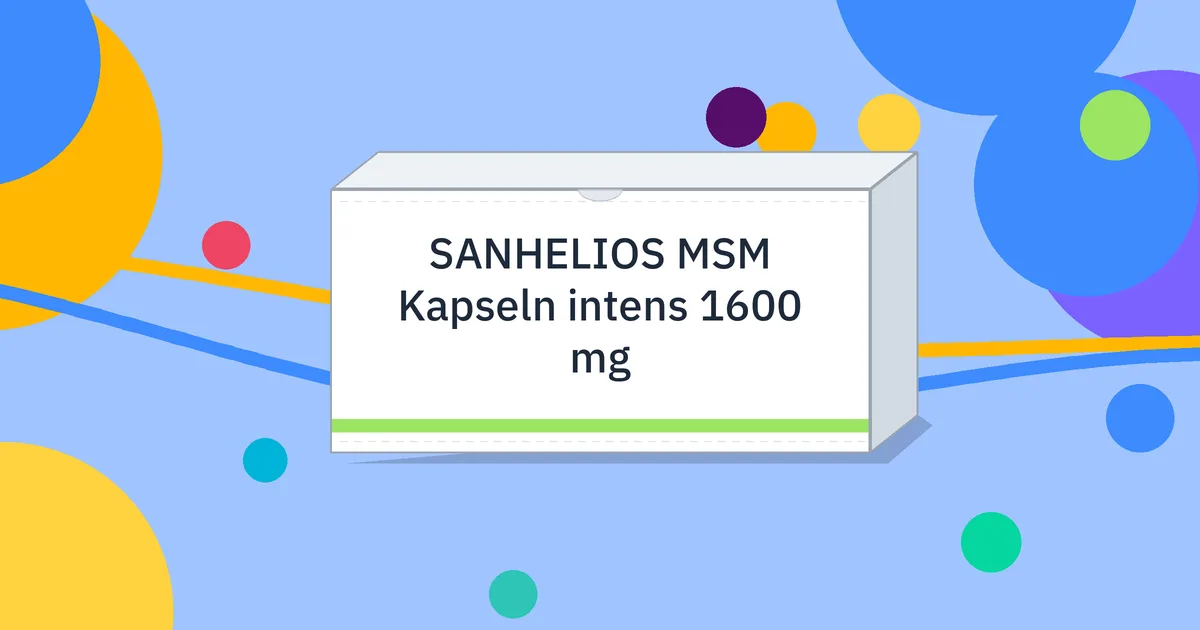 Symbolbild: Packung mit der Aufschrift SANHELIOS MSM Kapseln intens 1600 mg (PZN 15242878) – Verfügbarkeit und Bezug in Apotheken in Frankfurt am Main