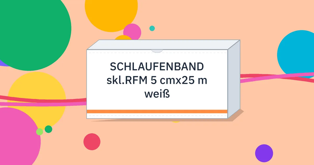 Symbolbild: Packung mit der Aufschrift SCHLAUFENBAND skl.RFM 5 cmx25 m weiß (PZN 06490181) – Verfügbarkeit und Bezug in Apotheken in Frankfurt am Main