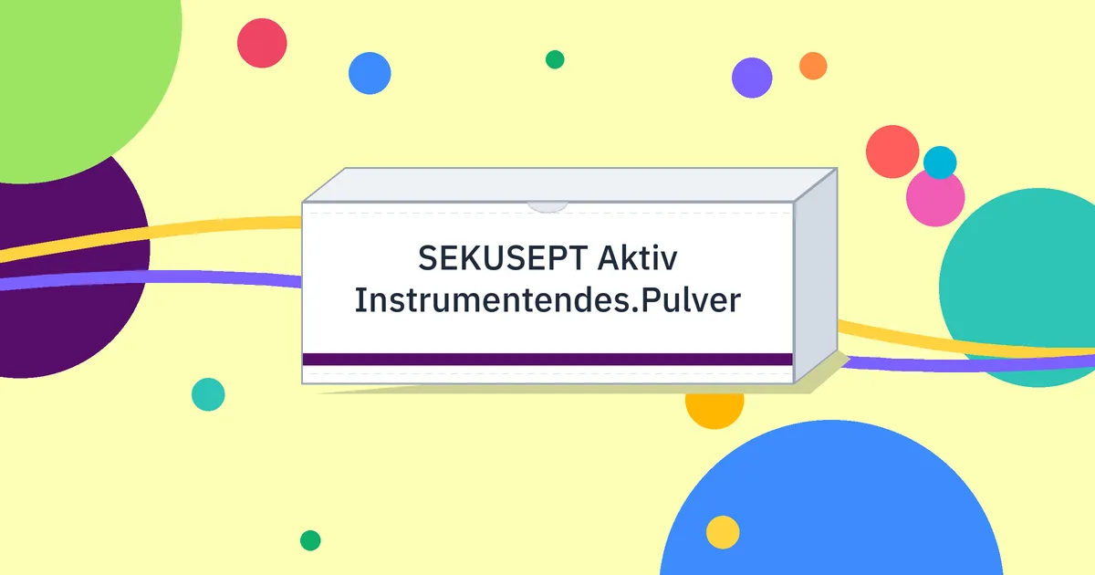 Symbolbild: Packung mit der Aufschrift SEKUSEPT Aktiv Instrumentendes.Pulver (PZN 04681505) – Verfügbarkeit und Bezug in Apotheken in Frankfurt am Main