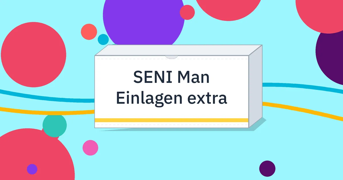 Symbolbild: Packung mit der Aufschrift SENI Man Einlagen extra (PZN 12664107) – Verfügbarkeit und Bezug in Apotheken in Frankfurt am Main