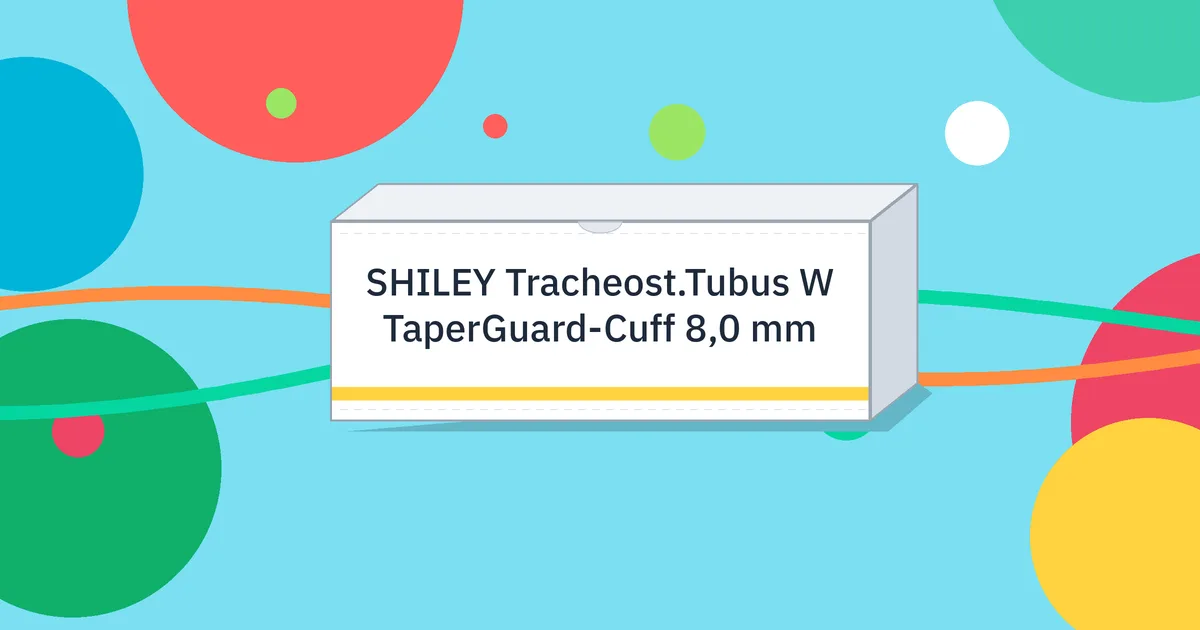 Symbolbild: Packung mit der Aufschrift SHILEY Tracheost.Tubus W TaperGuard-Cuff 8,0 mm (PZN 18410508) – Verfügbarkeit und Bezug in Apotheken in Frankfurt am Main