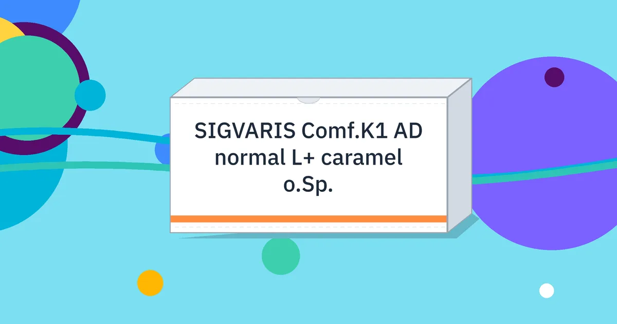 Symbolbild: Packung mit der Aufschrift SIGVARIS Comf.K1 AD normal L+ caramel o.Sp. (PZN 17041115) – Verfügbarkeit und Bezug in Apotheken in Frankfurt am Main
