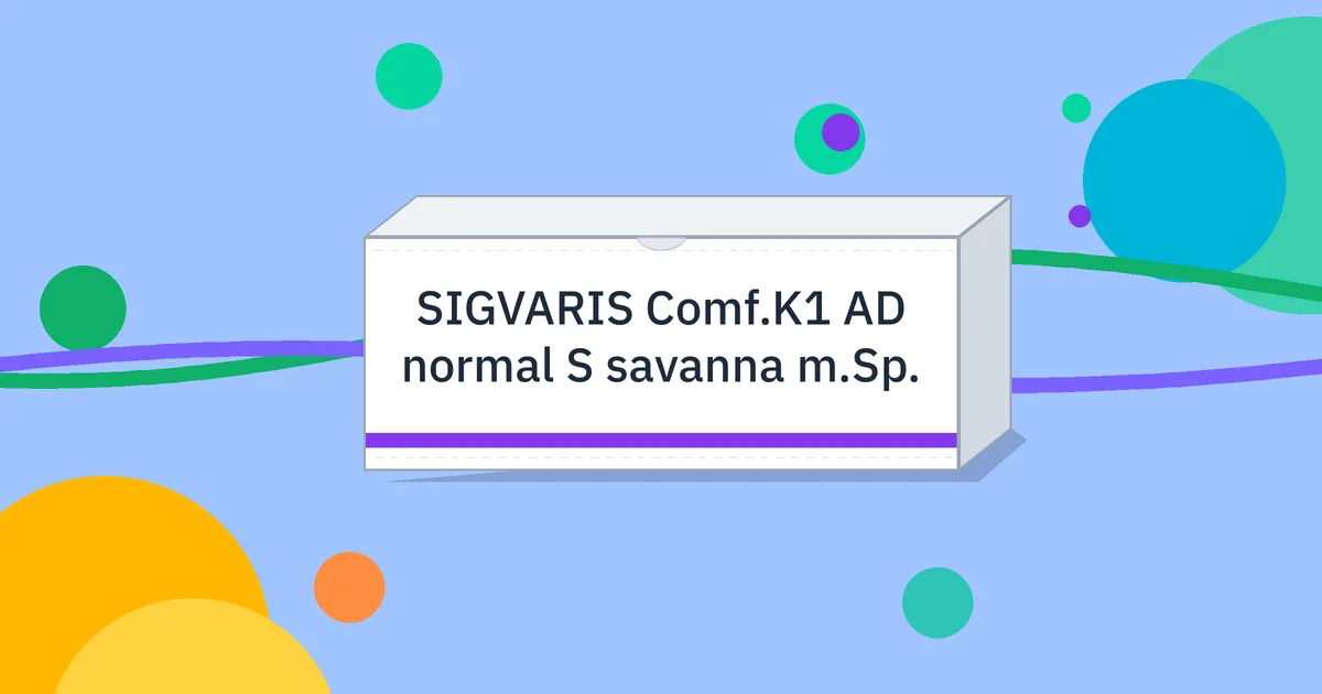 Symbolbild: Packung mit der Aufschrift SIGVARIS Comf.K1 AD normal S savanna m.Sp. (PZN 17094212) – Verfügbarkeit und Bezug in Apotheken in Frankfurt am Main