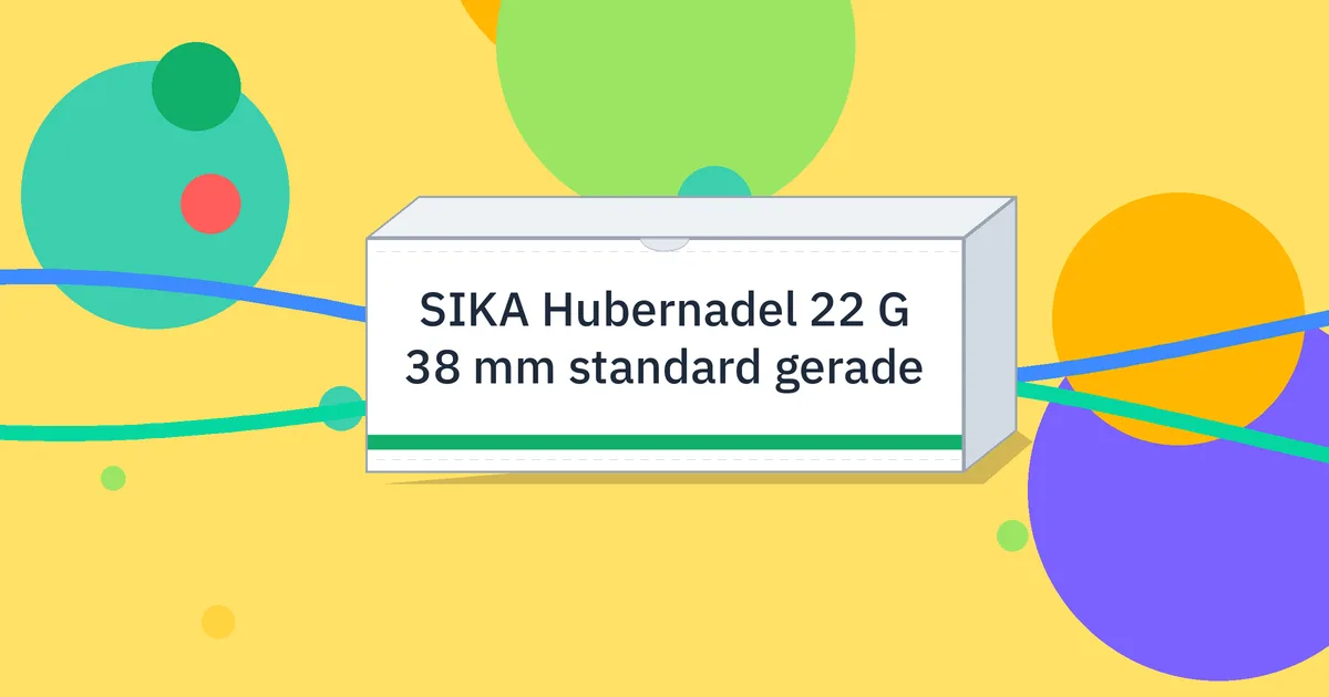 Symbolbild: Packung mit der Aufschrift SIKA Hubernadel 22 G 38 mm standard gerade (PZN 03054172) – Verfügbarkeit und Bezug in Apotheken in Frankfurt am Main