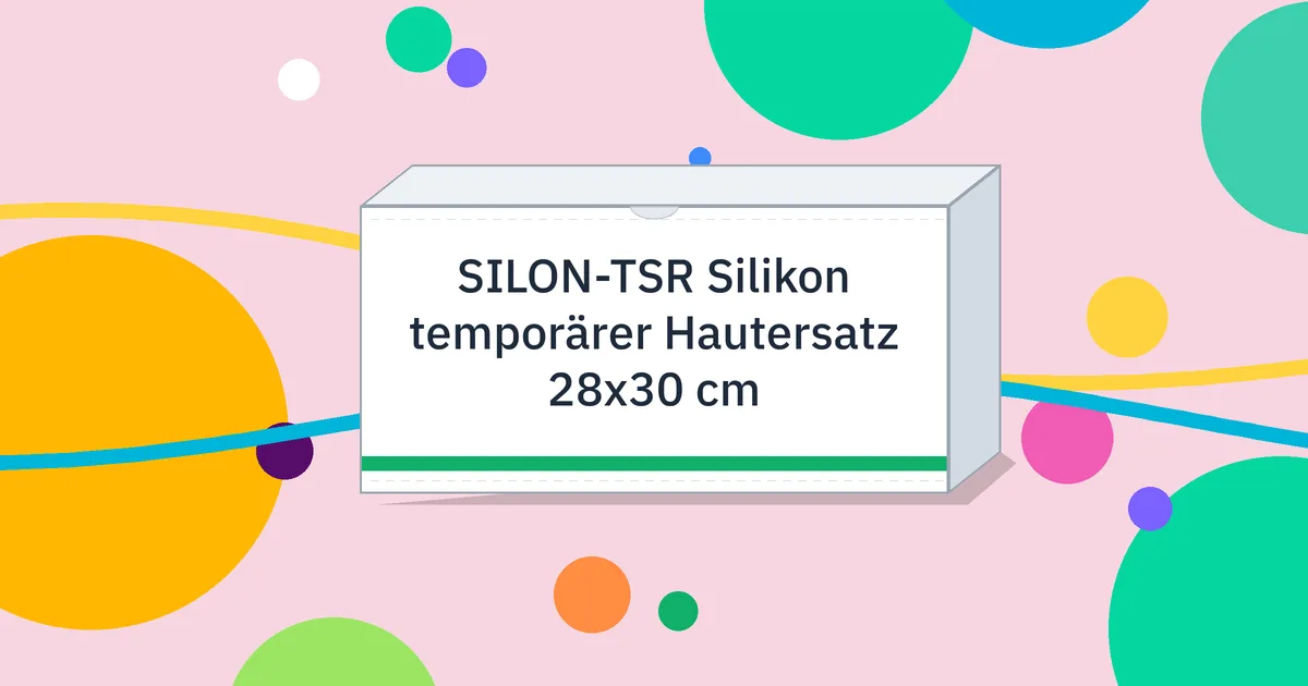 Symbolbild: Packung mit der Aufschrift SILON-TSR Silikon temporärer Hautersatz 28x30 cm (PZN 11850776) – Verfügbarkeit und Bezug in Apotheken in Frankfurt am Main