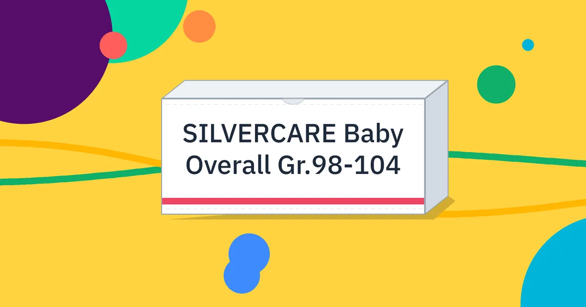 Symbolbild: Packung mit der Aufschrift SILVERCARE Baby Overall Gr.98-104 (PZN 09270646) – Verfügbarkeit und Bezug in Apotheken in Frankfurt am Main