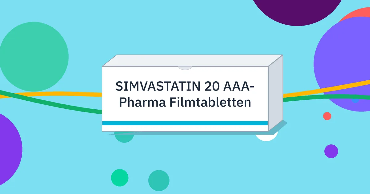 Symbolbild: Packung mit der Aufschrift SIMVASTATIN 20 AAA-Pharma Filmtabletten (PZN 00850276) – Verfügbarkeit und Bezug in Apotheken in Frankfurt am Main