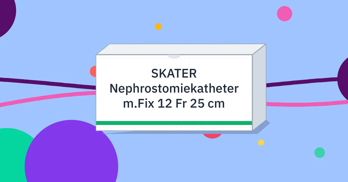 Symbolbild: Packung mit der Aufschrift SKATER Nephrostomiekatheter m.Fix 12 Fr 25 cm (PZN 06769977) – Verfügbarkeit und Bezug in Apotheken in Frankfurt am Main