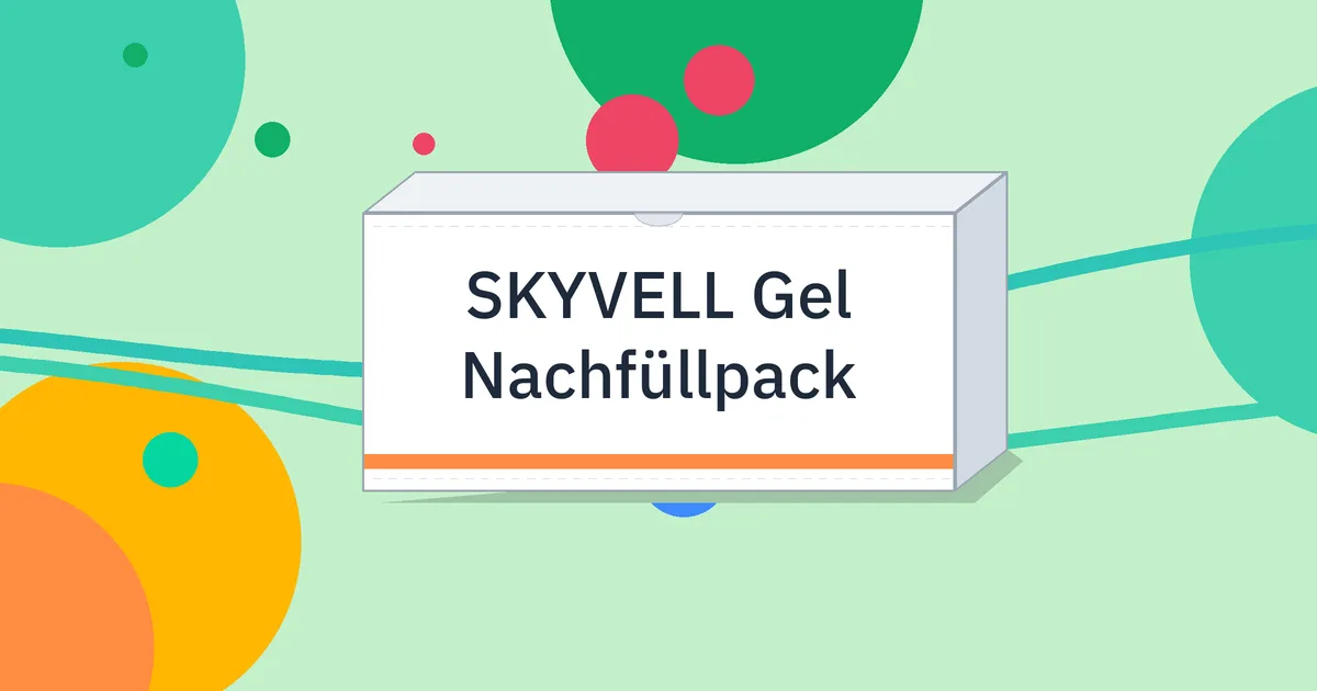 Symbolbild: Packung mit der Aufschrift SKYVELL Gel Nachfüllpack (PZN 12425466) – Verfügbarkeit und Bezug in Apotheken in Frankfurt am Main