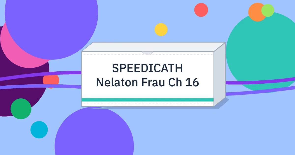 Symbolbild: Packung mit der Aufschrift SPEEDICATH Nelaton Frau Ch 16 (PZN 12906869) – Verfügbarkeit und Bezug in Apotheken in Frankfurt am Main
