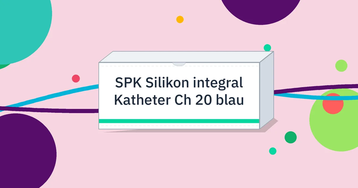 Symbolbild: Packung mit der Aufschrift SPK Silikon integral Katheter Ch 20 blau (PZN 13163287) – Verfügbarkeit und Bezug in Apotheken in Frankfurt am Main
