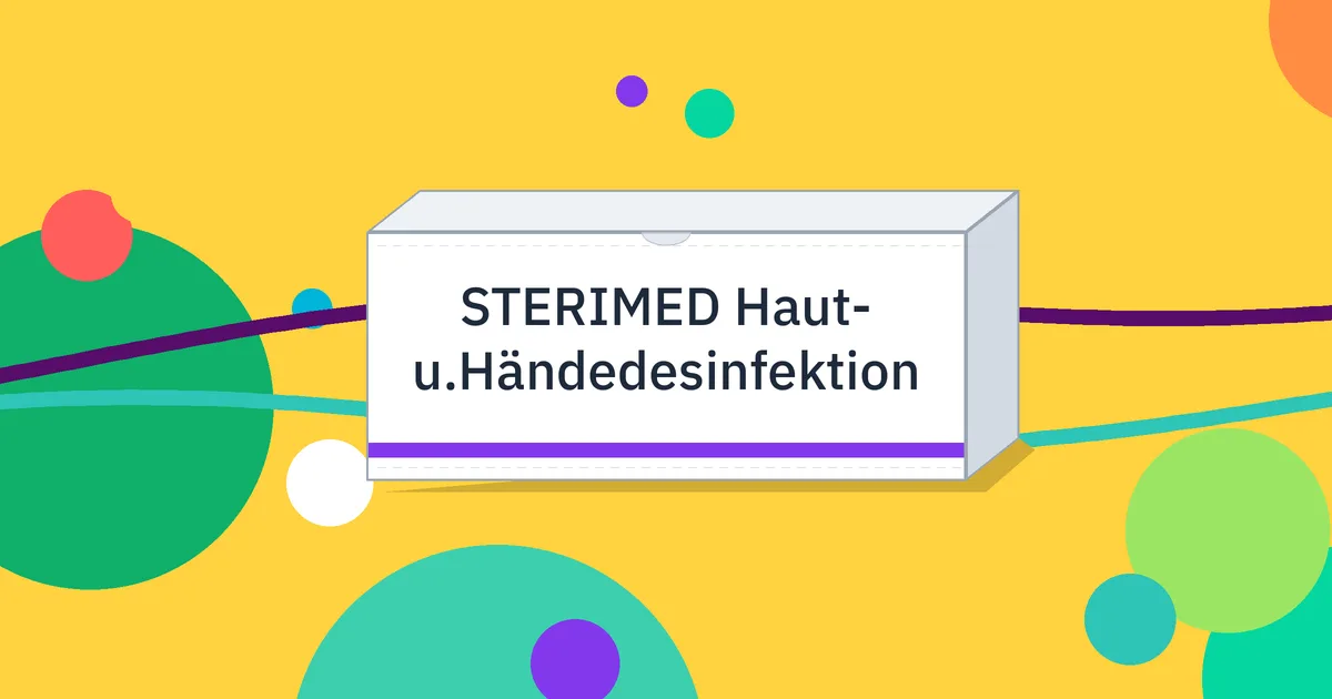 Symbolbild: Packung mit der Aufschrift STERIMED Haut- u.Händedesinfektion (PZN 00384035) – Verfügbarkeit und Bezug in Apotheken in Frankfurt am Main