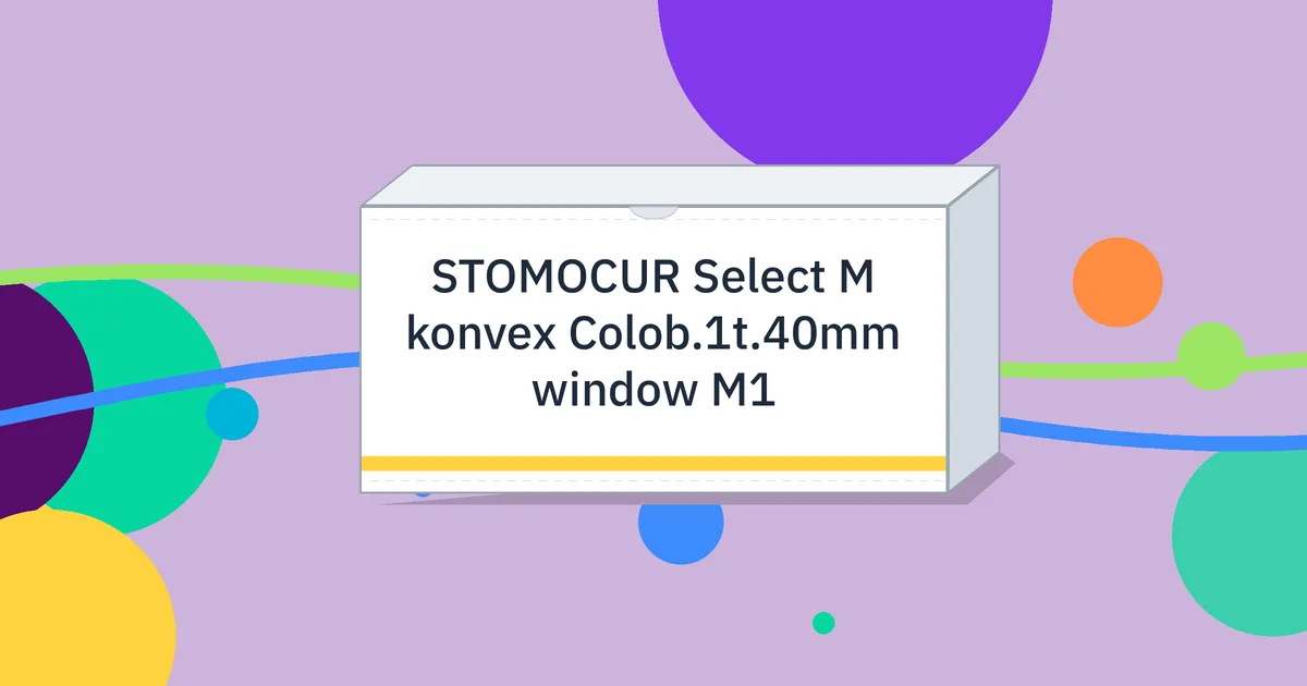 Symbolbild: Packung mit der Aufschrift STOMOCUR Select M konvex Colob.1t.40mm window M1 (PZN 18198801) – Verfügbarkeit und Bezug in Apotheken in Frankfurt am Main
