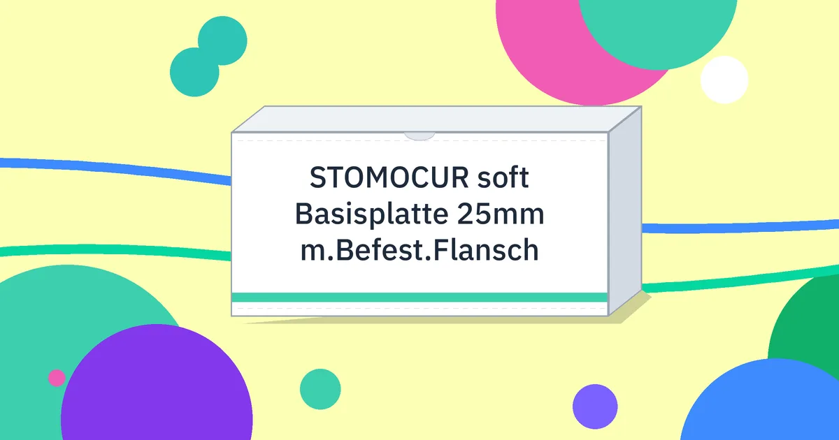 Symbolbild: Packung mit der Aufschrift STOMOCUR soft Basisplatte 25mm m.Befest.Flansch (PZN 06198090) – Verfügbarkeit und Bezug in Apotheken in Frankfurt am Main