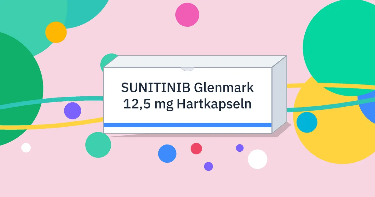 Symbolbild: Packung mit der Aufschrift SUNITINIB Glenmark 12,5 mg Hartkapseln (PZN 17290858) – Verfügbarkeit und Bezug in Apotheken in Frankfurt am Main