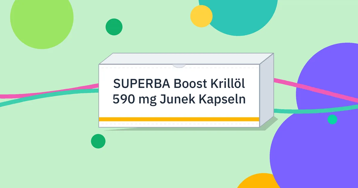 Symbolbild: Packung mit der Aufschrift SUPERBA Boost Krillöl 590 mg Junek Kapseln (PZN 20890912) – Verfügbarkeit und Bezug in Apotheken in Frankfurt am Main