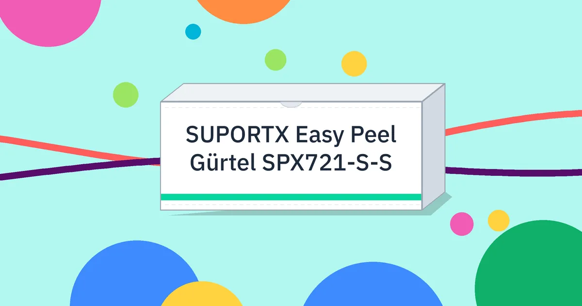 Symbolbild: Packung mit der Aufschrift SUPORTX Easy Peel Gürtel SPX721-S-S (PZN 09386478) – Verfügbarkeit und Bezug in Apotheken in Frankfurt am Main