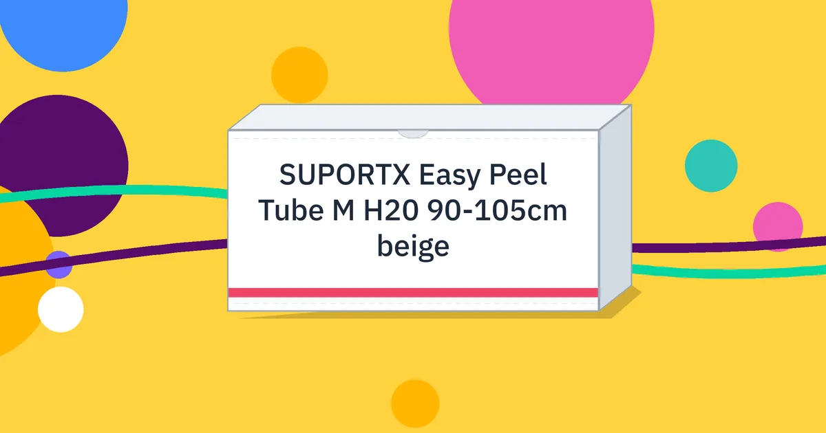 Symbolbild: Packung mit der Aufschrift SUPORTX Easy Peel Tube M H20 90-105cm beige (PZN 09486688) – Verfügbarkeit und Bezug in Apotheken in Frankfurt am Main