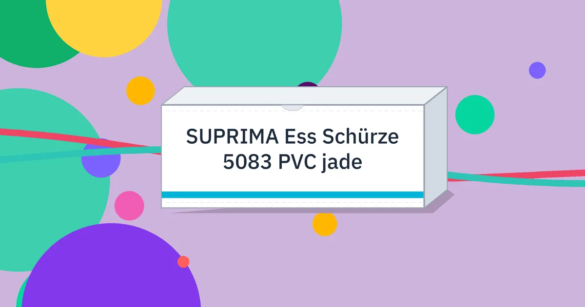 Symbolbild: Packung mit der Aufschrift SUPRIMA Ess Schürze 5083 PVC jade (PZN 05976935) – Verfügbarkeit und Bezug in Apotheken in Frankfurt am Main
