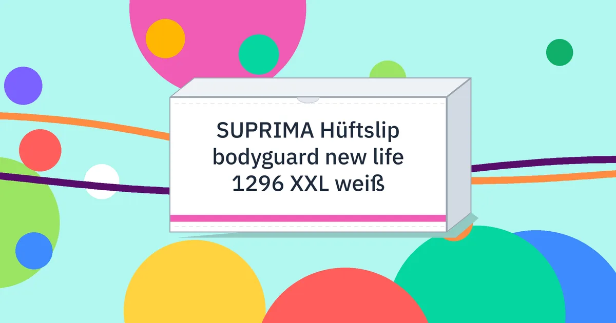 Symbolbild: Packung mit der Aufschrift SUPRIMA Hüftslip bodyguard new life 1296 XXL weiß (PZN 18401337) – Verfügbarkeit und Bezug in Apotheken in Frankfurt am Main