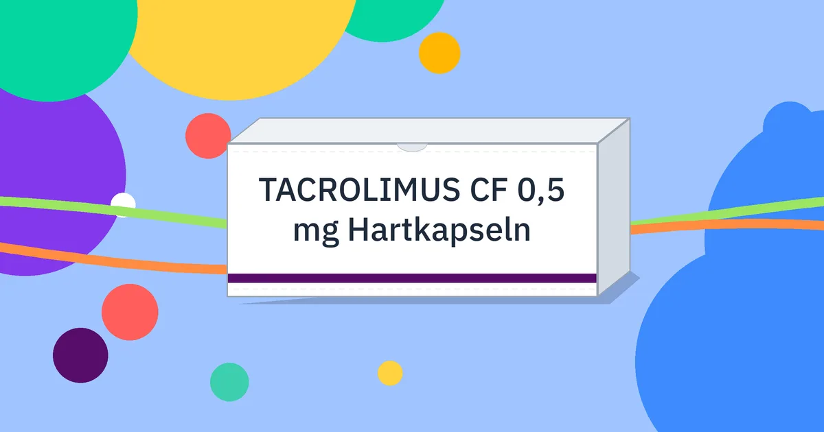 Symbolbild: Packung mit der Aufschrift TACROLIMUS CF 0,5 mg Hartkapseln (PZN 20158140) – Verfügbarkeit und Bezug in Apotheken in Frankfurt am Main