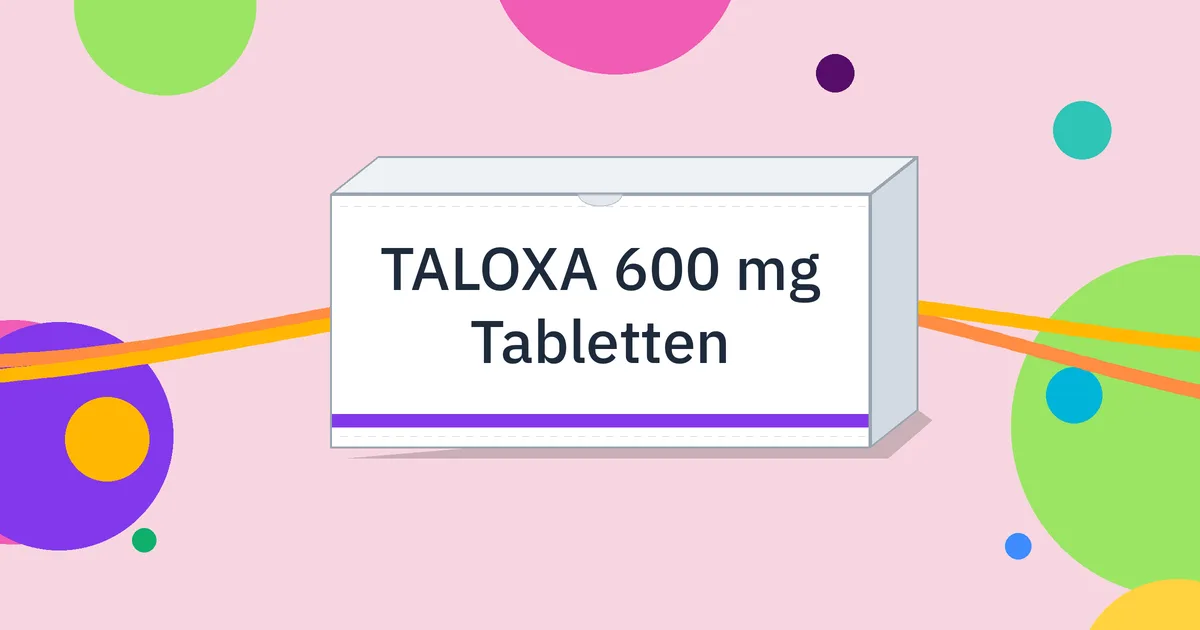 Symbolbild: Packung mit der Aufschrift TALOXA 600 mg Tabletten (PZN 11174074) – Verfügbarkeit und Bezug in Apotheken in Frankfurt am Main