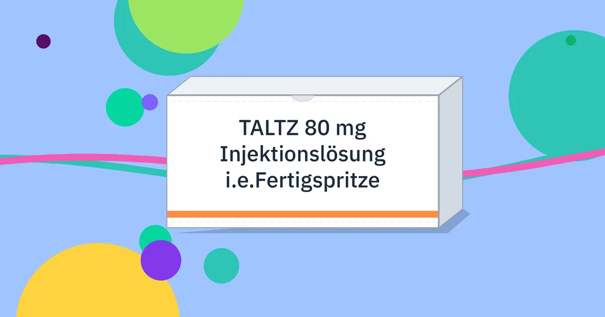 Symbolbild: Packung mit der Aufschrift TALTZ 80 mg Injektionslösung i.e.Fertigspritze (PZN 14178836) – Verfügbarkeit und Bezug in Apotheken in Frankfurt am Main