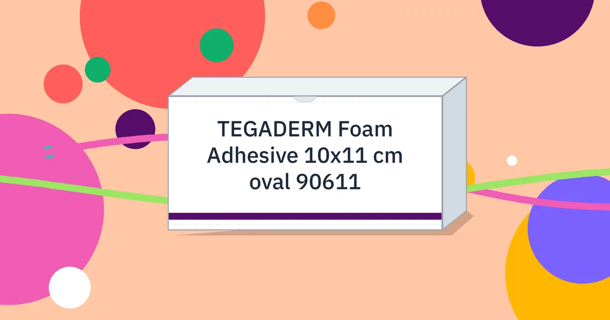Symbolbild: Packung mit der Aufschrift TEGADERM Foam Adhesive 10x11 cm oval 90611 (PZN 16229207) – Verfügbarkeit und Bezug in Apotheken in Frankfurt am Main