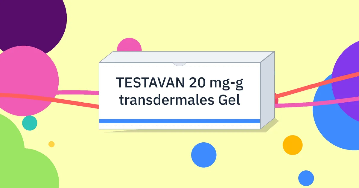 Symbolbild: Packung mit der Aufschrift TESTAVAN 20 mg-g transdermales Gel (PZN 14242942) – Verfügbarkeit und Bezug in Apotheken in Frankfurt am Main