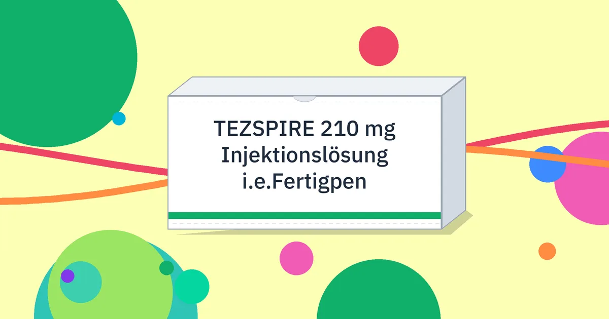 Symbolbild: Packung mit der Aufschrift TEZSPIRE 210 mg Injektionslösung i.e.Fertigpen (PZN 17882122) – Verfügbarkeit und Bezug in Apotheken in Frankfurt am Main