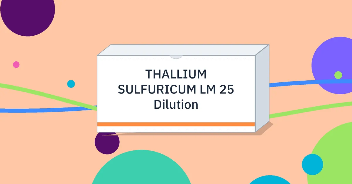 Symbolbild: Packung mit der Aufschrift THALLIUM SULFURICUM LM 25 Dilution (PZN 13218999) – Verfügbarkeit und Bezug in Apotheken in Frankfurt am Main