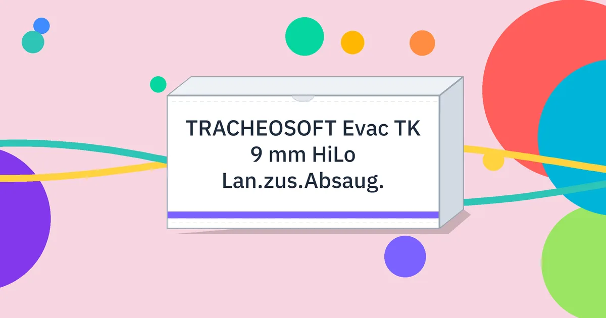 Symbolbild: Packung mit der Aufschrift TRACHEOSOFT Evac TK 9 mm HiLo Lan.zus.Absaug. (PZN 04109917) – Verfügbarkeit und Bezug in Apotheken in Frankfurt am Main