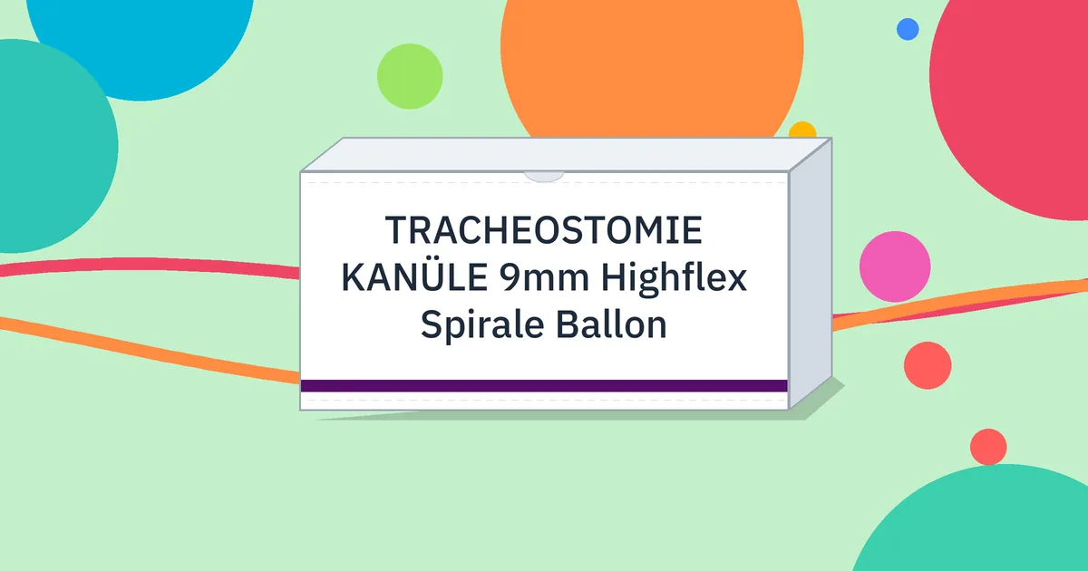 Symbolbild: Packung mit der Aufschrift TRACHEOSTOMIE KANÜLE 9mm Highflex Spirale Ballon (PZN 01085501) – Verfügbarkeit und Bezug in Apotheken in Frankfurt am Main