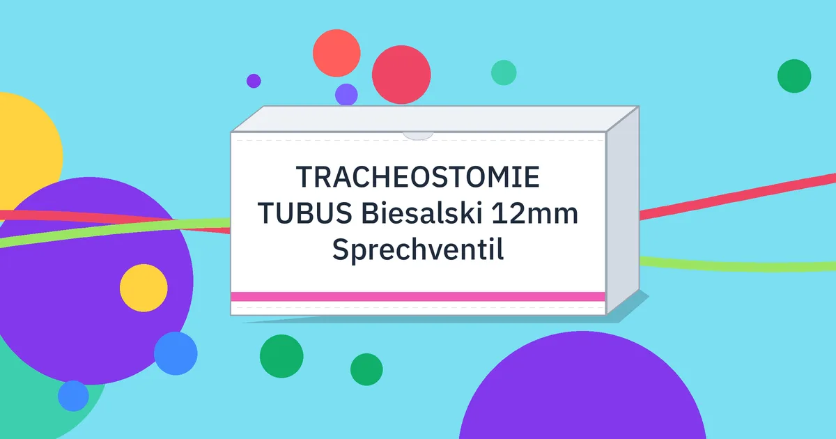 Symbolbild: Packung mit der Aufschrift TRACHEOSTOMIE TUBUS Biesalski 12mm Sprechventil (PZN 01085369) – Verfügbarkeit und Bezug in Apotheken in Frankfurt am Main