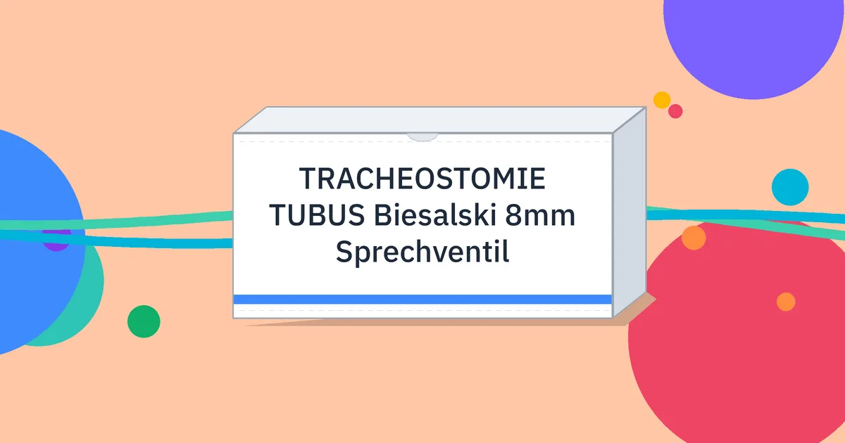 Symbolbild: Packung mit der Aufschrift TRACHEOSTOMIE TUBUS Biesalski 8mm Sprechventil (PZN 01085286) – Verfügbarkeit und Bezug in Apotheken in Frankfurt am Main