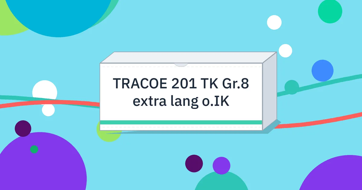 Symbolbild: Packung mit der Aufschrift TRACOE 201 TK Gr.8 extra lang o.IK (PZN 11643391) – Verfügbarkeit und Bezug in Apotheken in Frankfurt am Main