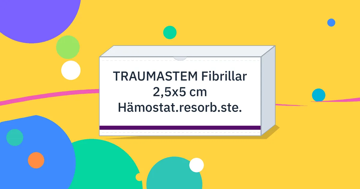 Symbolbild: Packung mit der Aufschrift TRAUMASTEM Fibrillar 2,5x5 cm Hämostat.resorb.ste. (PZN 20387900) – Verfügbarkeit und Bezug in Apotheken in Frankfurt am Main