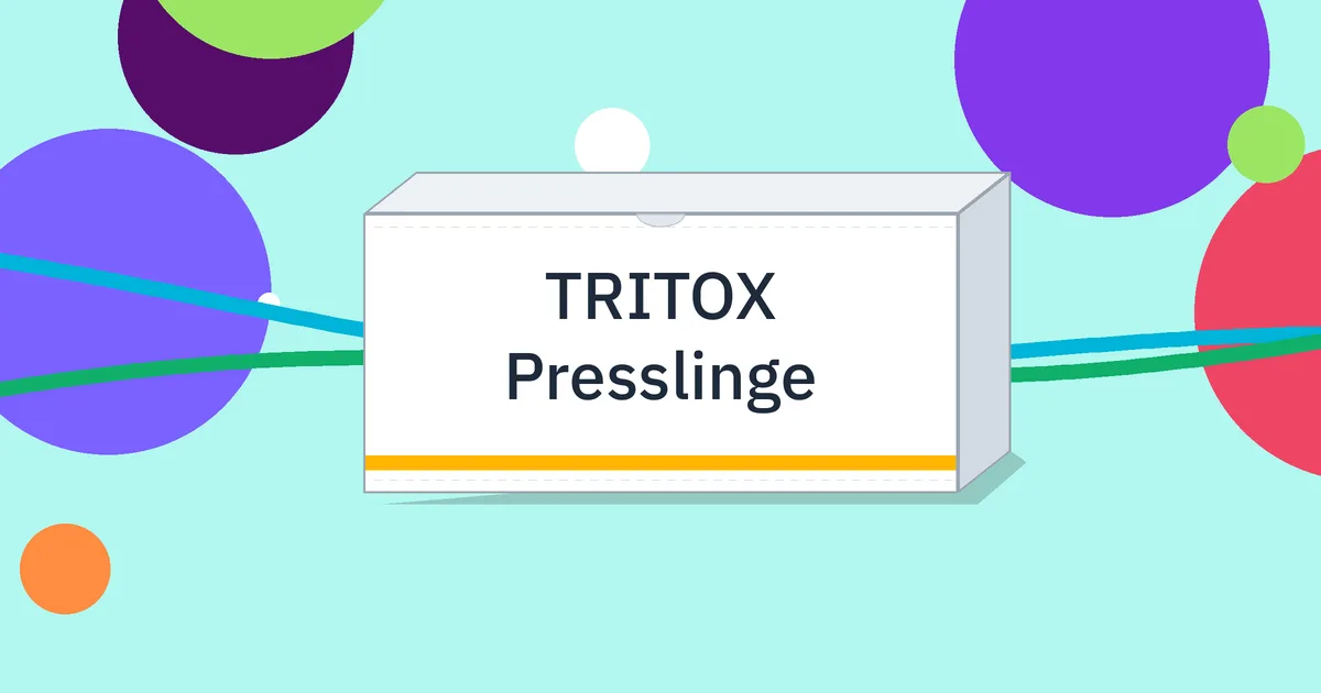 Symbolbild: Packung mit der Aufschrift TRITOX Presslinge (PZN 16082098) – Verfügbarkeit und Bezug in Apotheken in Frankfurt am Main