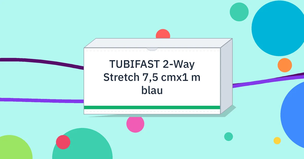 Symbolbild: Packung mit der Aufschrift TUBIFAST 2-Way Stretch 7,5 cmx1 m blau (PZN 10297805) – Verfügbarkeit und Bezug in Apotheken in Frankfurt am Main